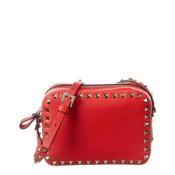 Valentino | Bags | Valentino Rockstud Grainy Leather Camera Bag Red ...